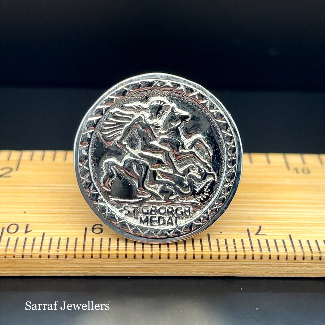 Sterling Silver Sovereign Ring | Classic St. George Dragon Slayer ...