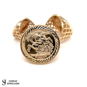 Gold Ring, Full Half 1/10 Sovereign Yellow Gold Ring 375 9ct Yellow ...