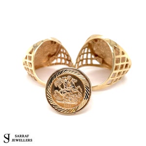 Gold Ring, Full Half 1/10 Sovereign Yellow Gold Ring 375 9ct Yellow ...
