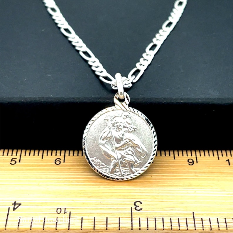 925 Sterling Silver St. Christopher Pendant | Figaro Chain 16" 18" 20 ...