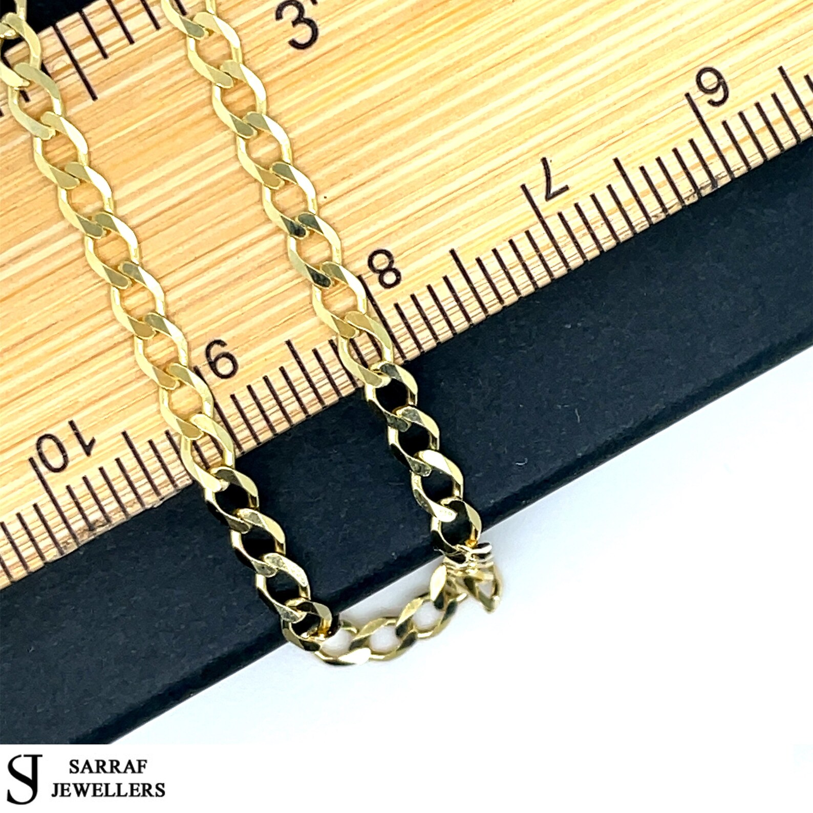 9ct Yellow Gold Flat CURB Chain Necklace Men&women 3mm - 16 18 20 22 24 ...