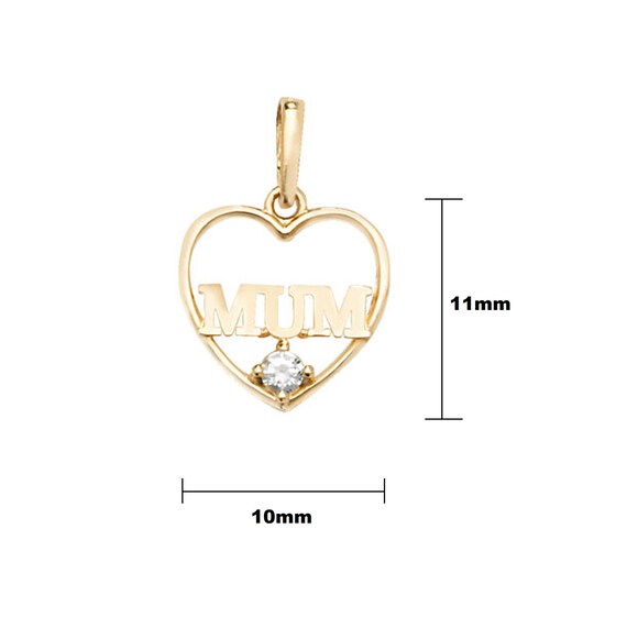 9ct Yellow Gold Heart Mum Pendant Heart Mum Charm CZ Mum Necklace Mother s Day Gift Etsy
