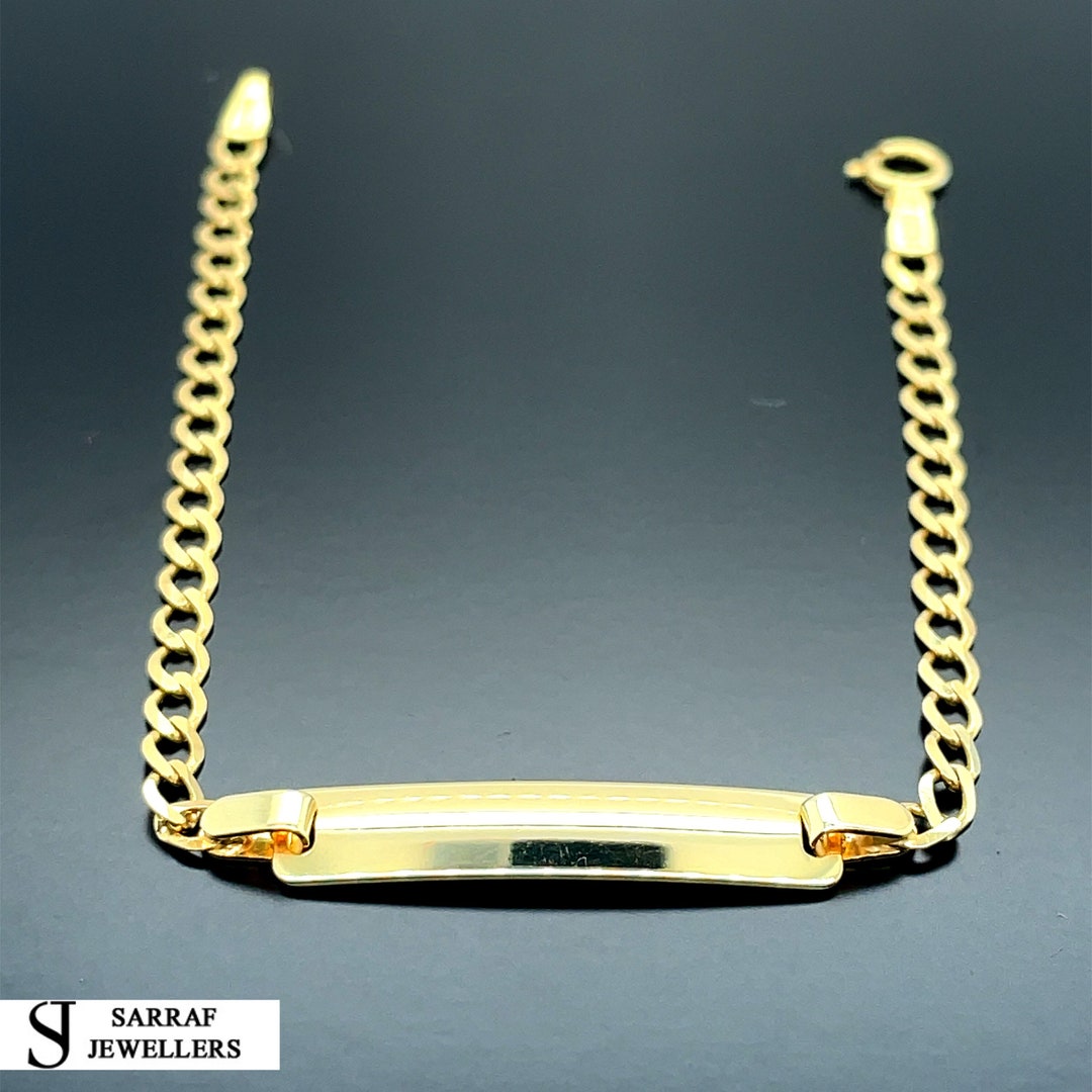 Personalized 9ct Yellow Gold ID Baby Bracelet Custom Engraved Name ...