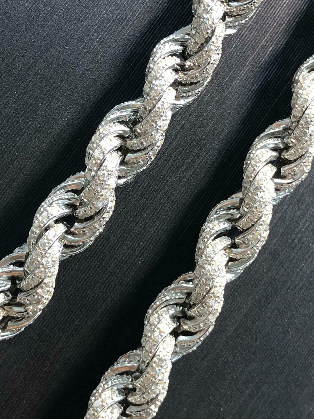 Silver Rope Chain Necklace With CZ - Classic Rope Chain | Chunky Heavy ...