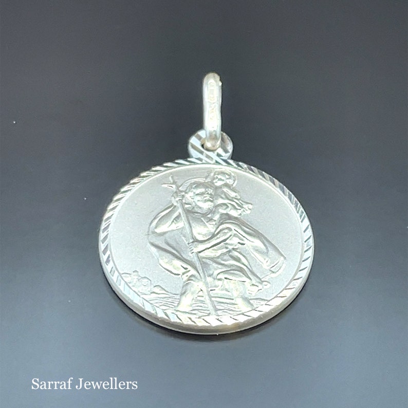 925 Sterling Silver St. Christopher Pendant | Figaro Chain 16" 18" 20 ...