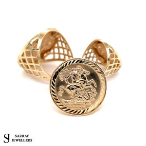 Gold Ring, Full Half 1/10 Sovereign Yellow Gold Ring 375 9ct Yellow ...