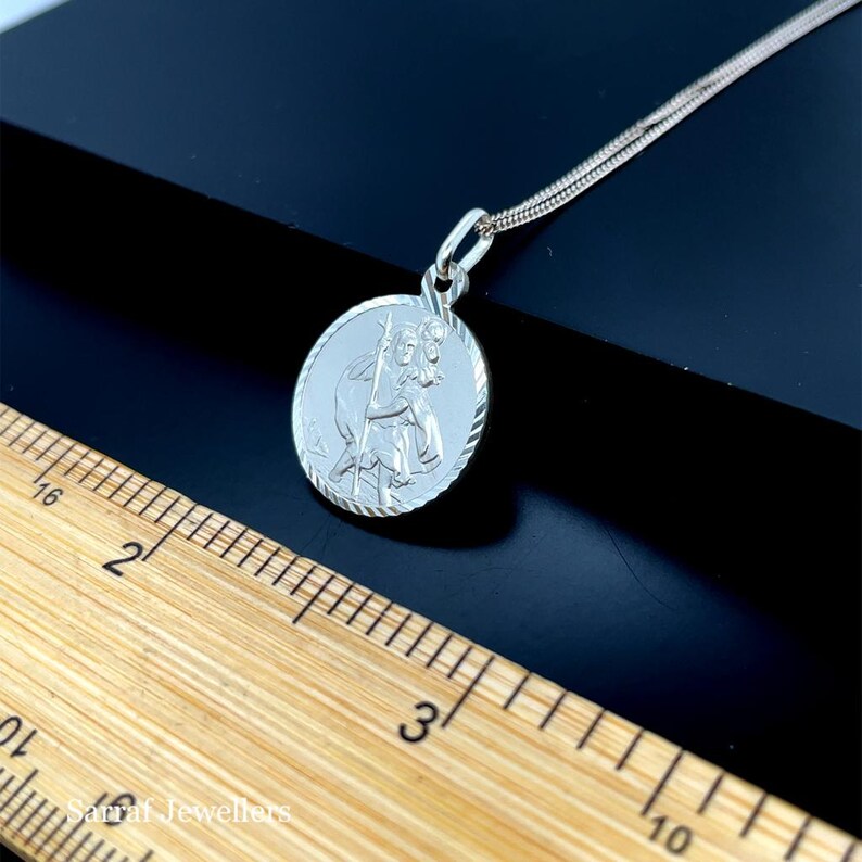 925 Sterling Silver St. Christopher Pendant | Figaro Chain 16" 18" 20 ...