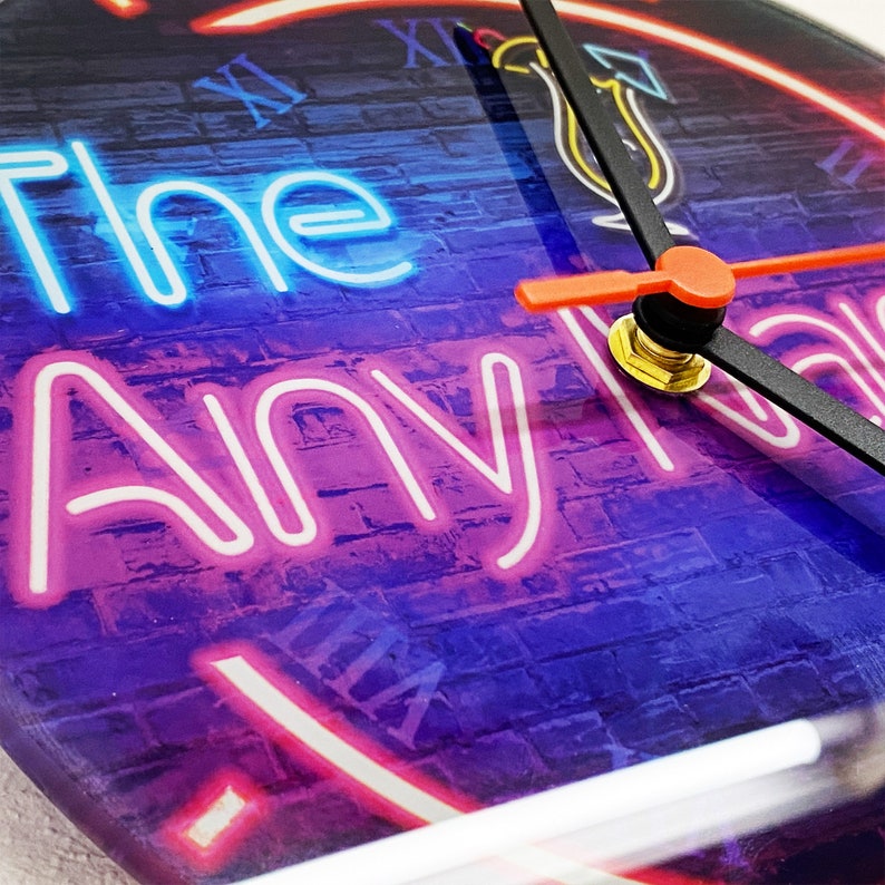 Neon Effect Personalised Home Bar Round Clock Add Name - Own Text - Etsy UK