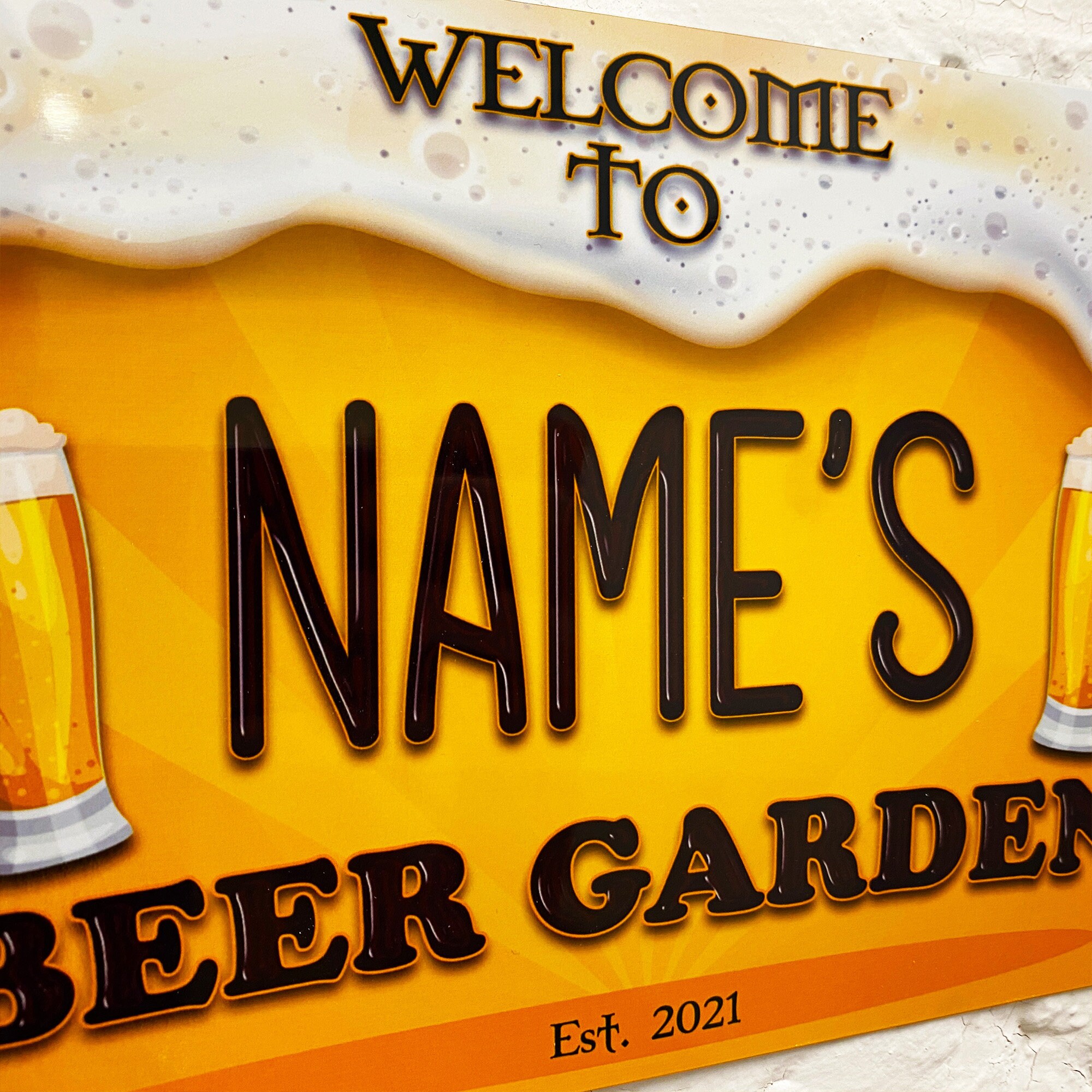 Personalised Beer Garden Sign 3D Effect Printed Metal Sign - Etsy