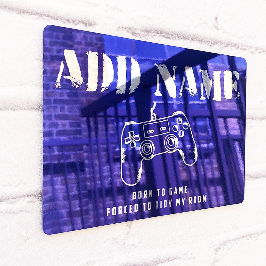 Personalised Metal Mirror Gamer Sign - Customised Printed Wall Art ...