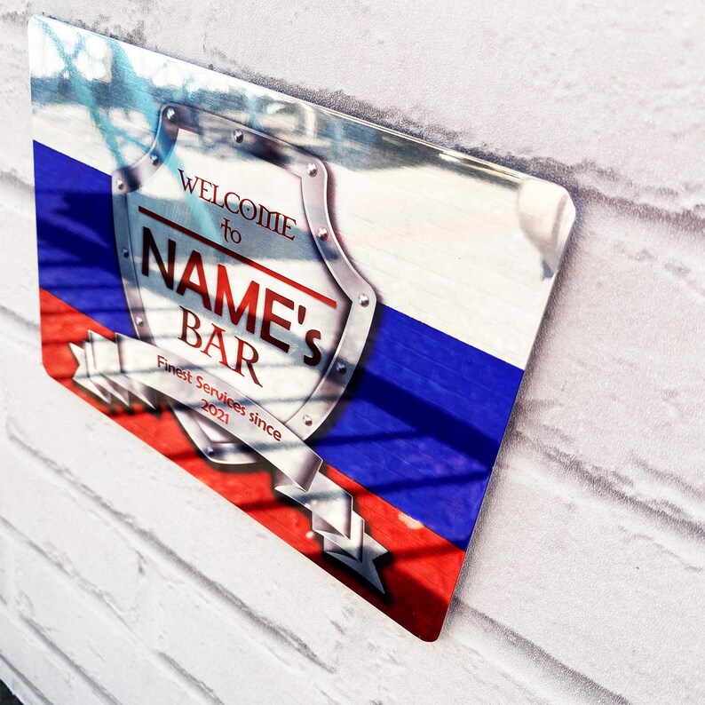 Personalized Russian Flag Bar Sign – Printed Metal Wall Art - Etsy UK