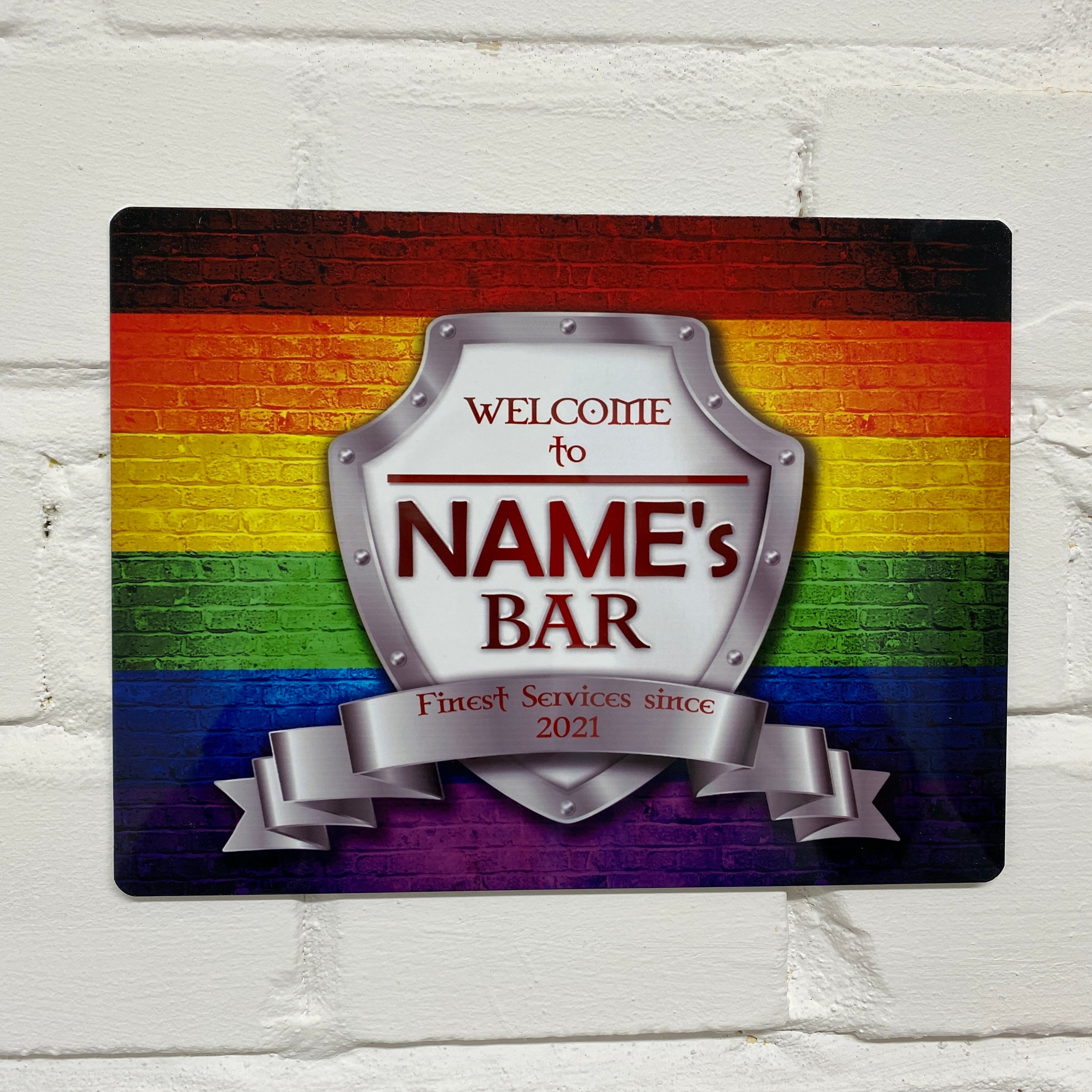 Personalised Bar Sign Rainbow Flag LGBT Gay Pride Peace | Etsy