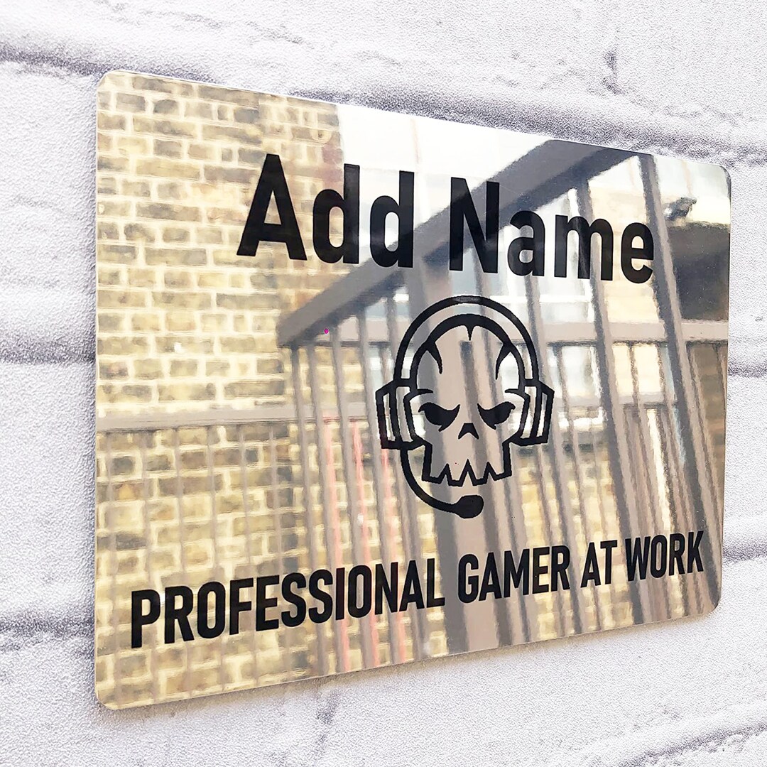 Personalised Metal Mirror Gamer Sign - Customised Printed Wall Art ...