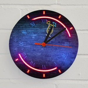 Neon Effect Personalised Home Bar Round Clock Add Name - Own Text - Etsy UK