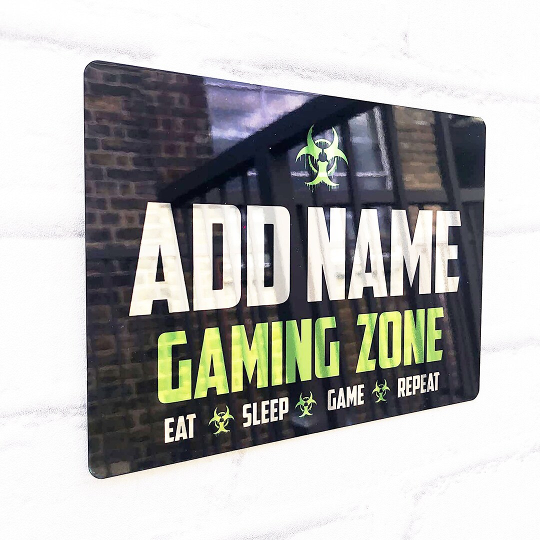 Personalised Metal Mirror Gamer Sign - Customised Printed Wall Art ...