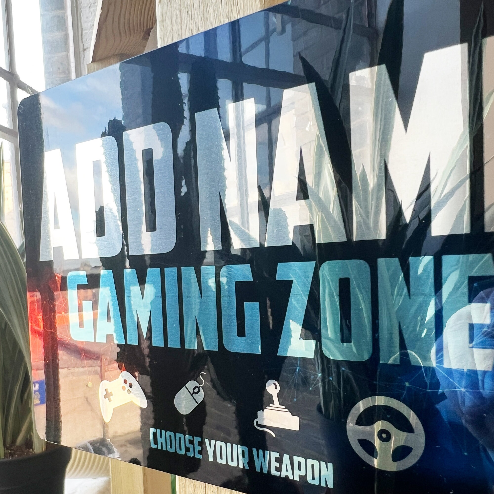 Personalised Metal Mirror Gamer Sign - Customised Printed Wall Art ...