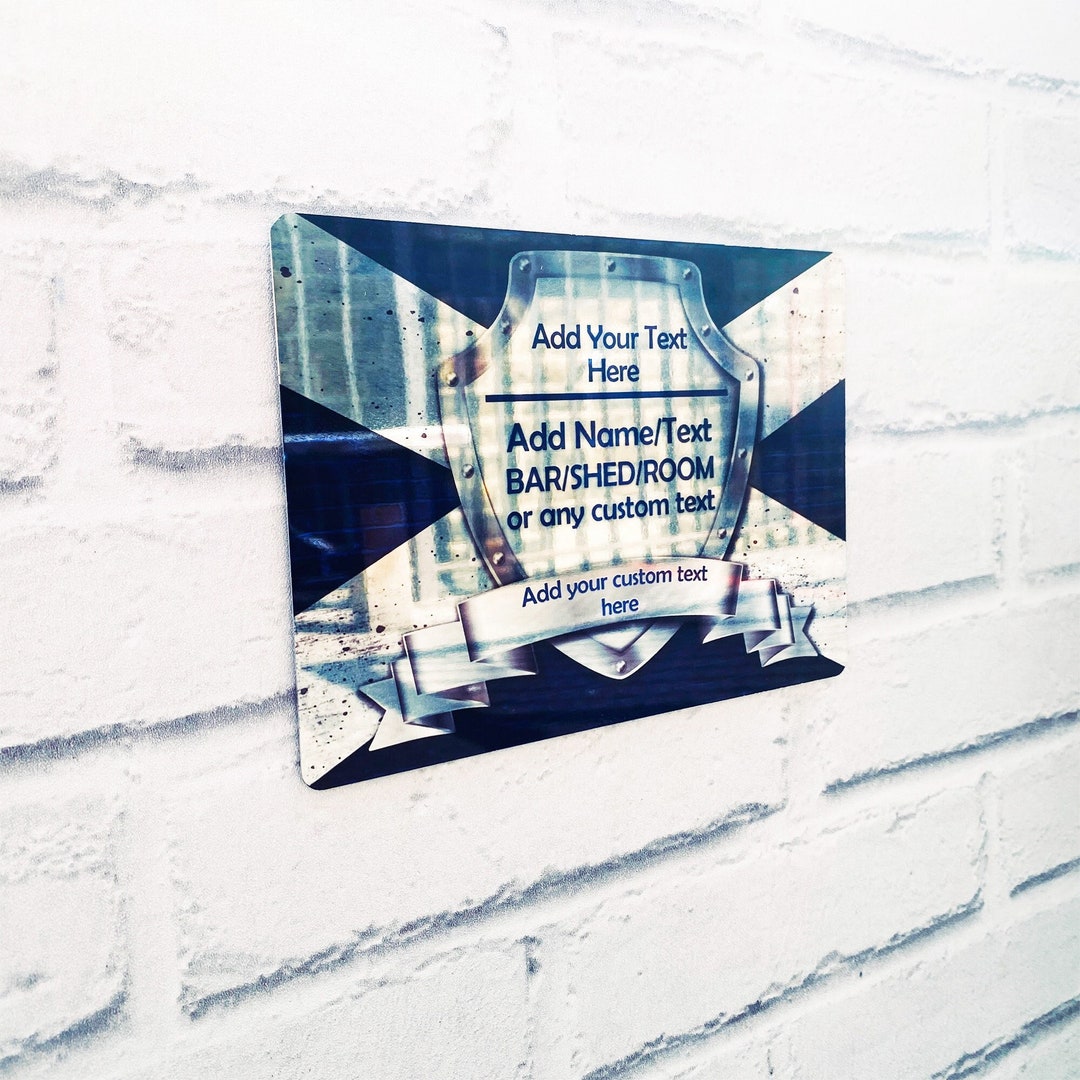 Cartel de bar personalizado Scotland Scottish Mirror Flag Printed Metal ...