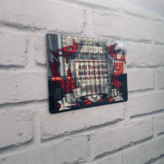 Personalised Bar Sign Wales Welsh Mirror Flag Printed Metal | Etsy
