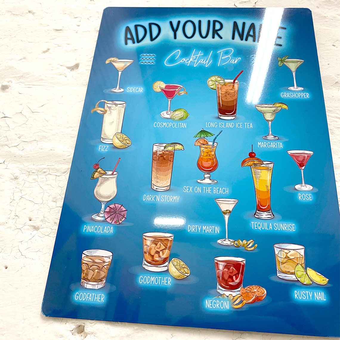 Personalised Cocktail Bar Sign Neon Effect Printed Metal | Etsy