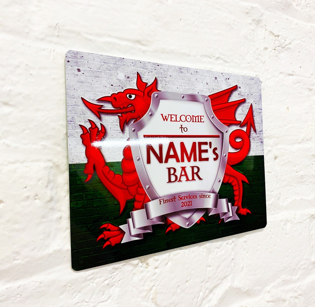Personalised Welsh Sign - Wales Welsh Flag Printed Metal Sign Wall Art ...
