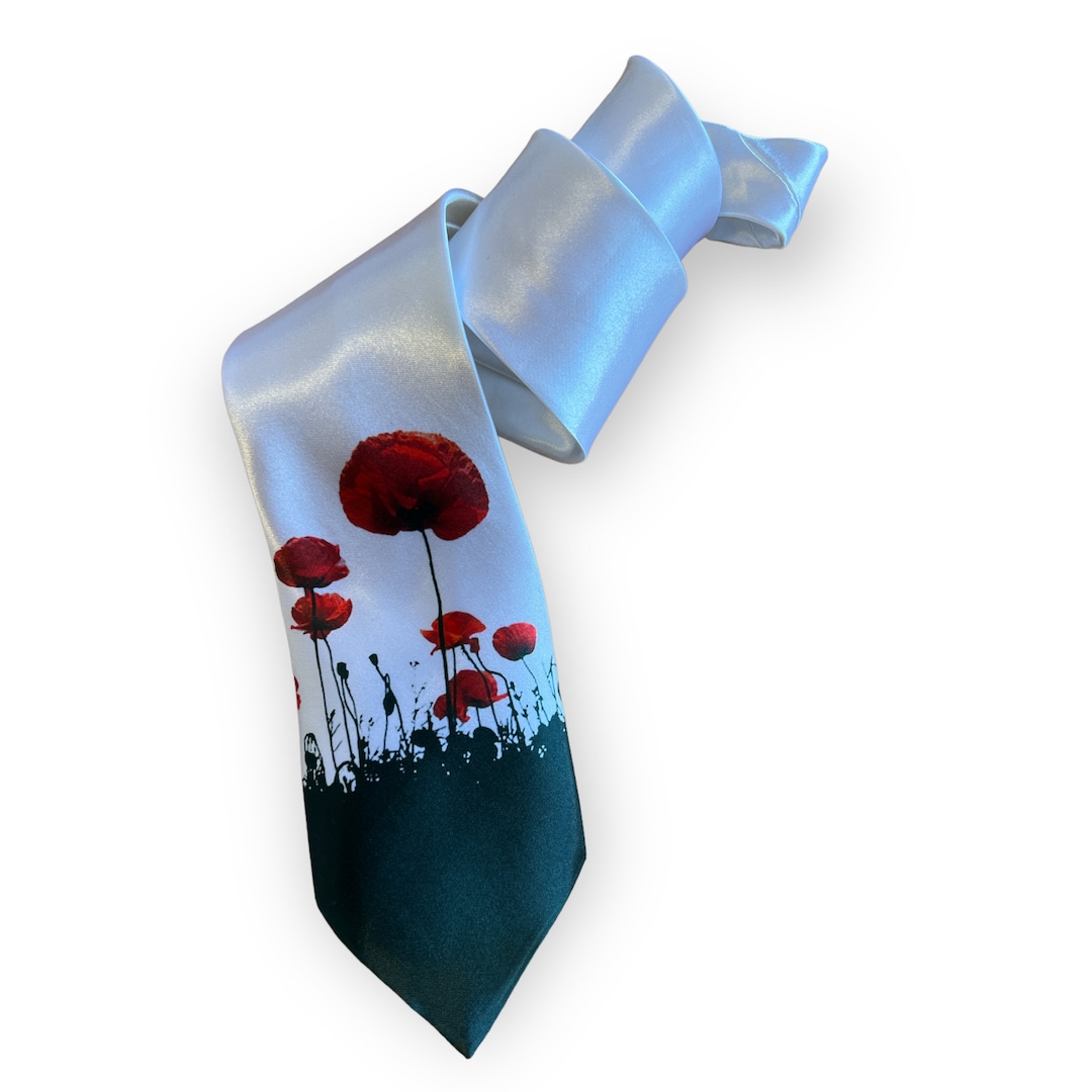 Military Poppy Remembrance Flanders Field Men's Printed Neck Tie ...