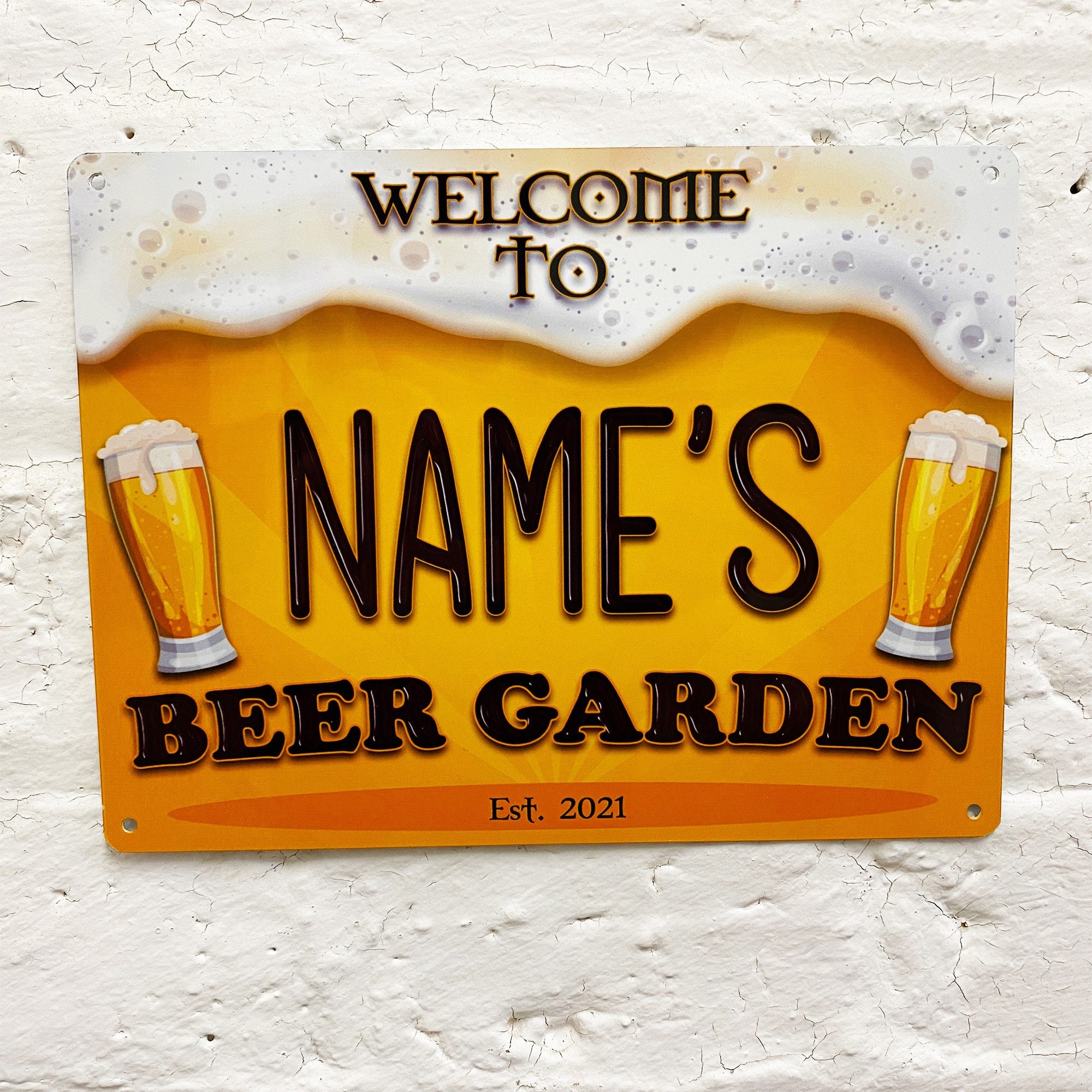 Personalised Beer Garden Sign 3D Effect Printed Metal Sign - Etsy