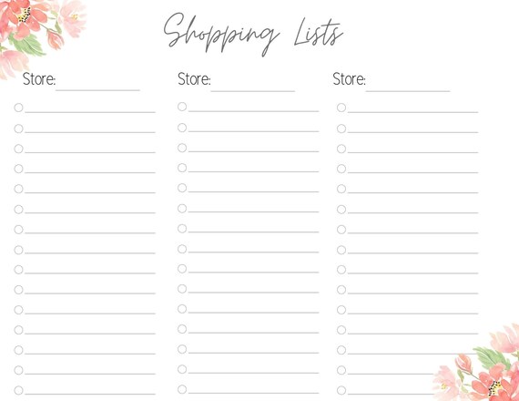 Shopping Lists Printable PDF Instant Download Weekly | Etsy