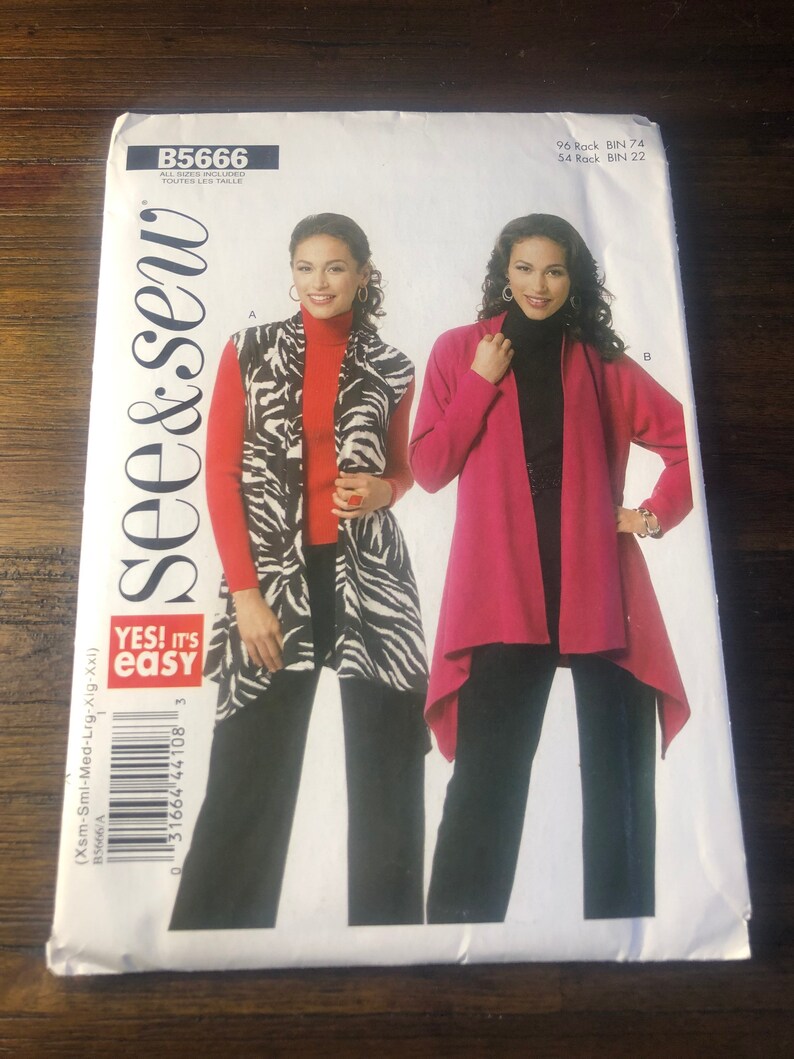 Uncut See and Sew Sewing Pattern B5666 Misses Cardigan Sizes XS-XXL - Etsy