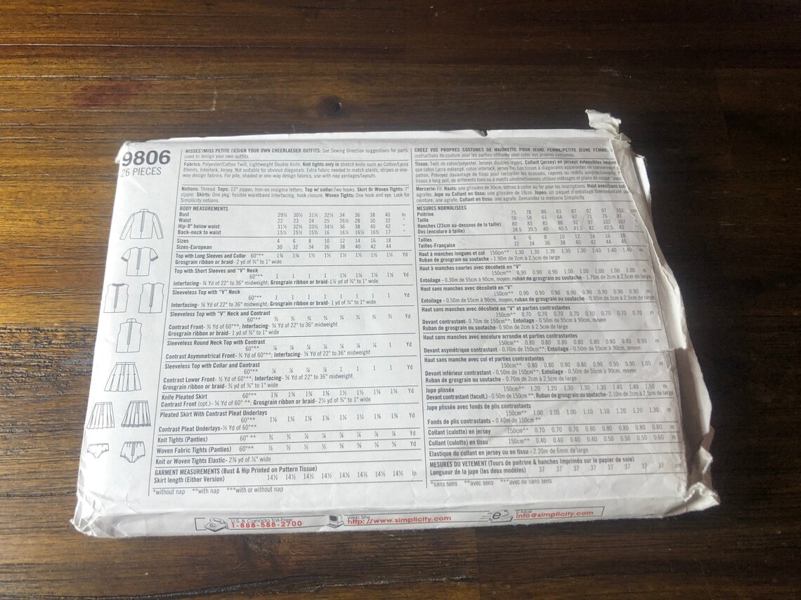Vintage Uncut Simplicity Sewing Pattern 9806 Cheerleader Costumes Sizes ...