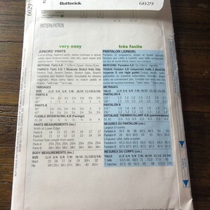 Vintage Uncut Butterick Sewing Pattern 6029 Teen Style Pants Sizes 9/10 ...