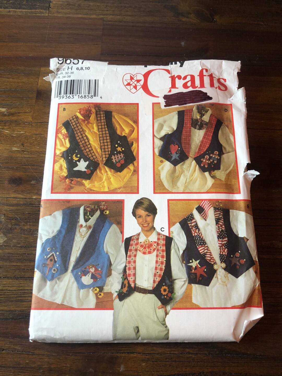 Vintage Uncut Simplicity Sewing Pattern 9657 Vest With Appliqués and ...