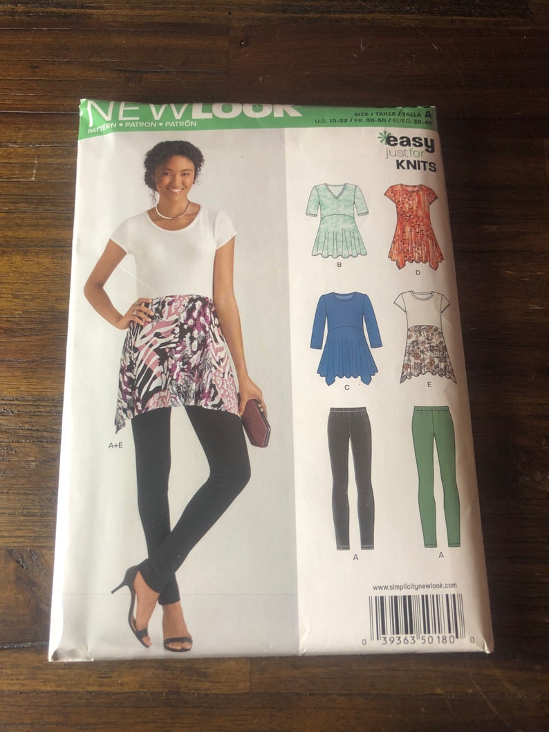 Uncut New Look Sewing Pattern S0180 or 6435 Easy Knits Outfit Sizes 10 ...