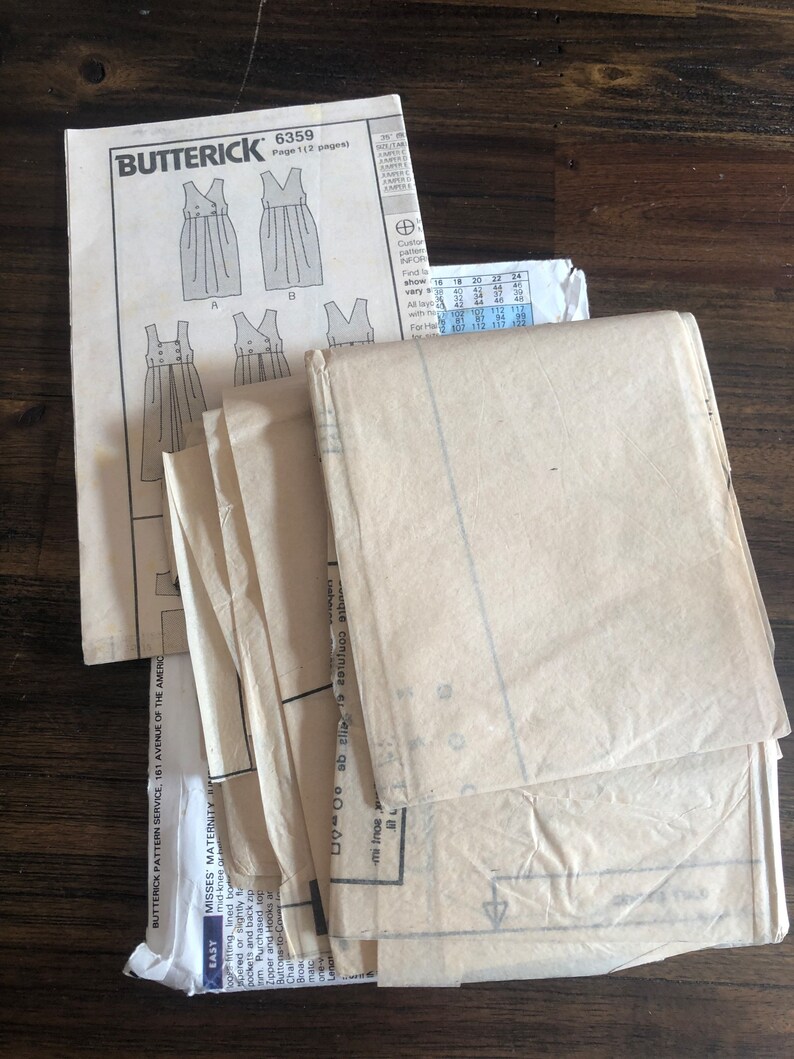 Vintage Precut Complete Butterick Sewing Pattern 6359 Maternity Jumper ...