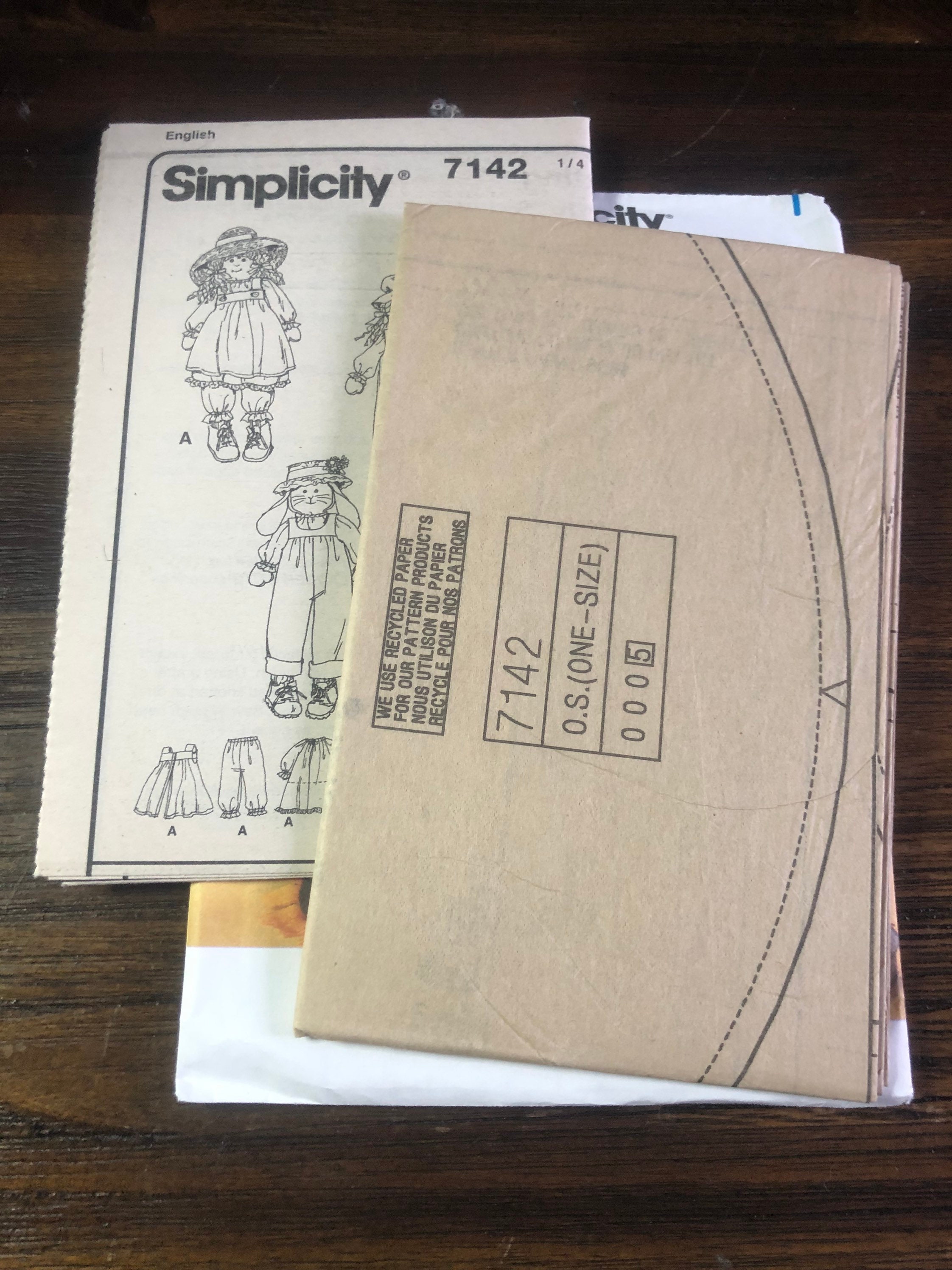 Vintage Uncut Simplicity Sewing Pattern 7142 Rag Doll or Bunny Craft ...