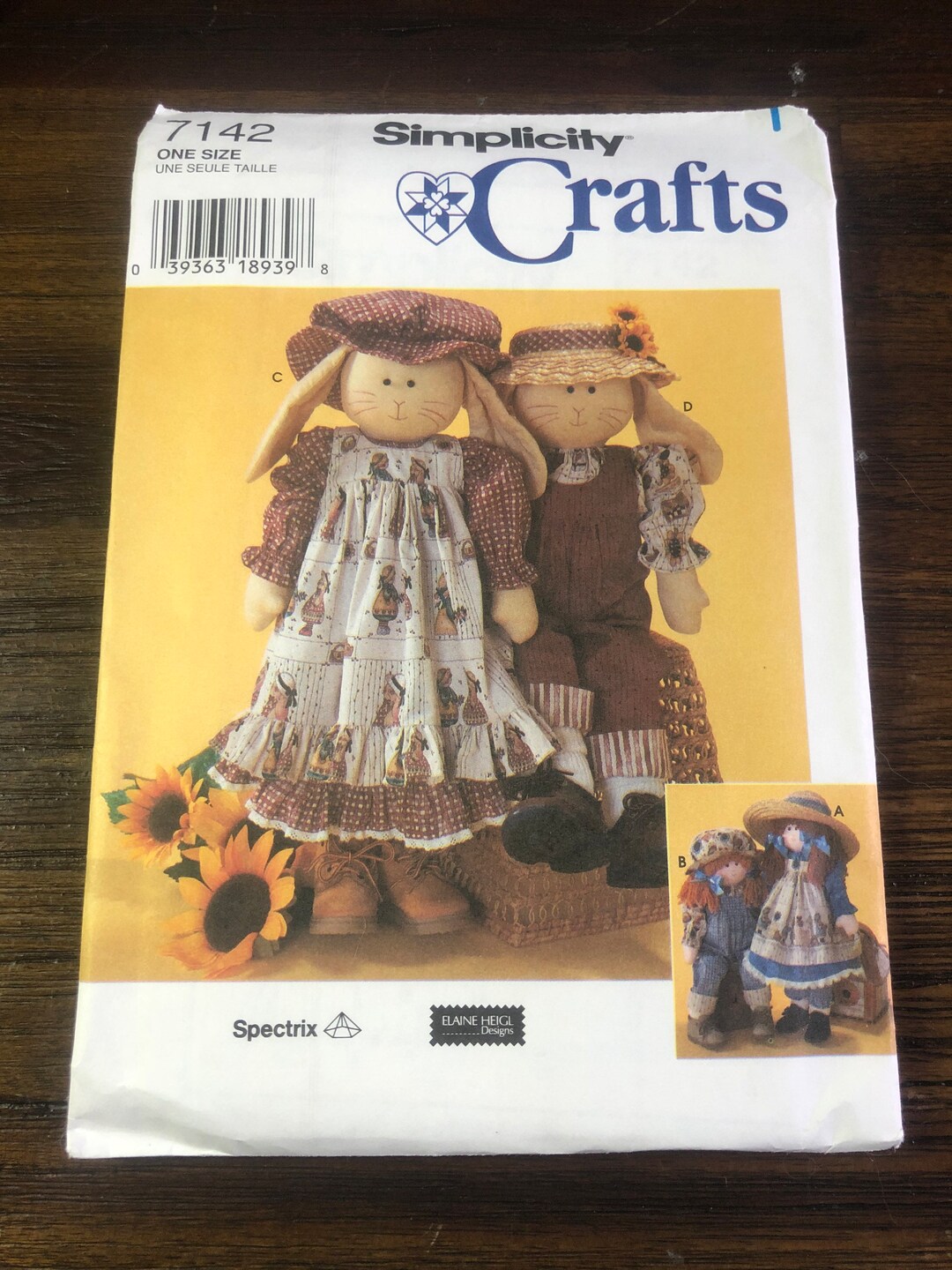 Vintage Uncut Simplicity Sewing Pattern 7142 Rag Doll or Bunny Craft ...