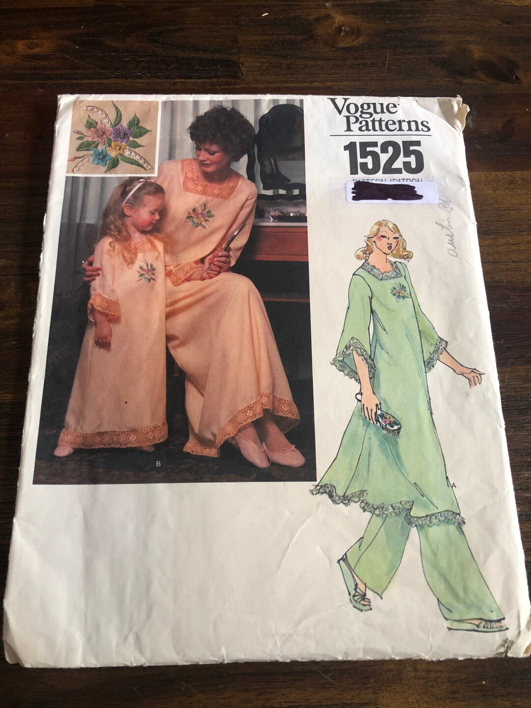 Vintage Precut Complete Vogue Sewing Pattern 1525 Gown and Pants Size ...