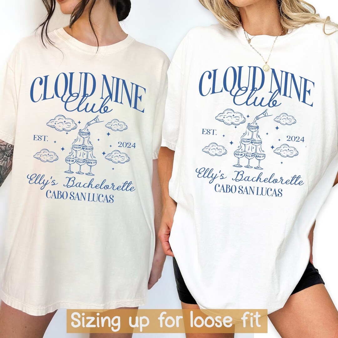 Cloud Nine Bachelorette Shirts, Custom Location Bach Party, Bride on Cloud Nine Shirt, Custom ...