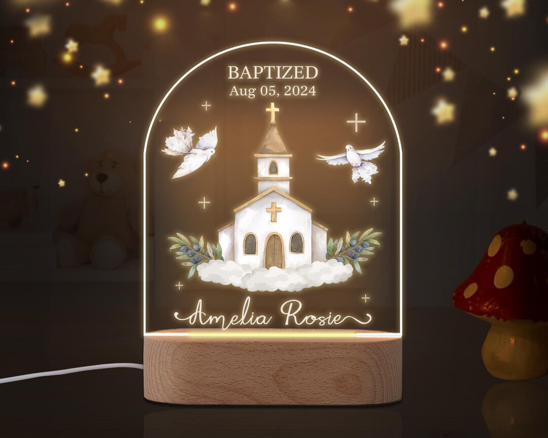 Custom Baptism Night Light for Baby, Baptism Gift Personalized ...
