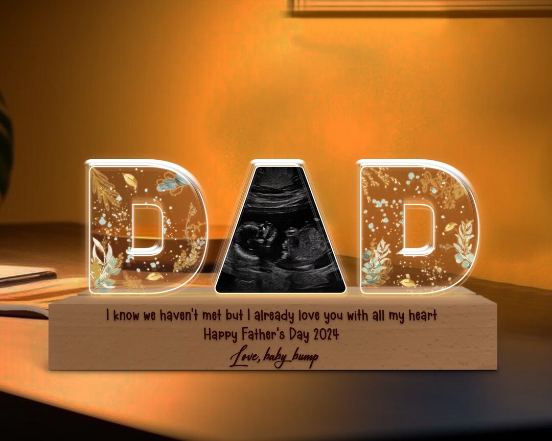 Custom Dad Night Light With Baby Ultrasound Photo, Daddy to Be Gifts ...