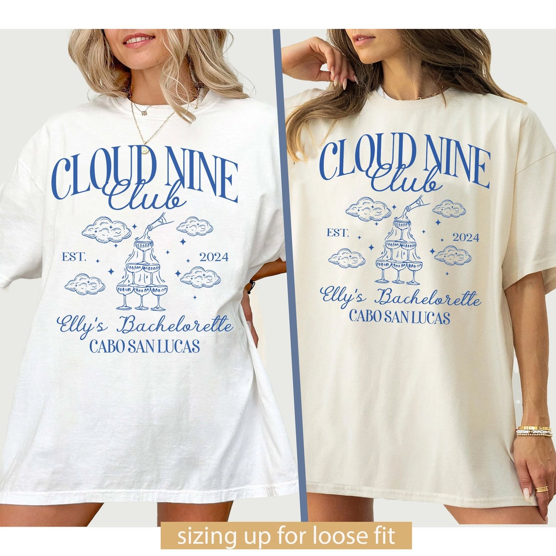 Cloud Nine Bachelorette Shirts, Custom Location Bach Party, Bride on Cloud Nine Shirt, Custom ...