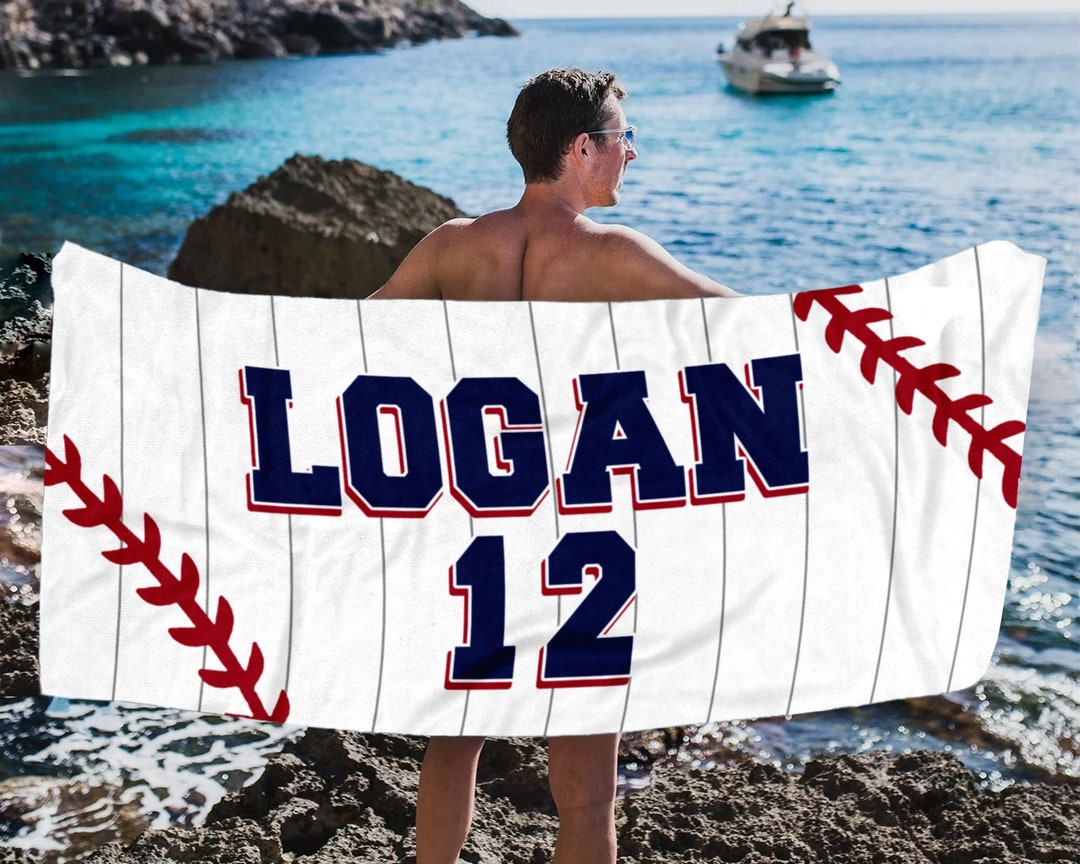 Baseball Custom Towel, Baseball Player Beach Towel, Baseball Gift ...