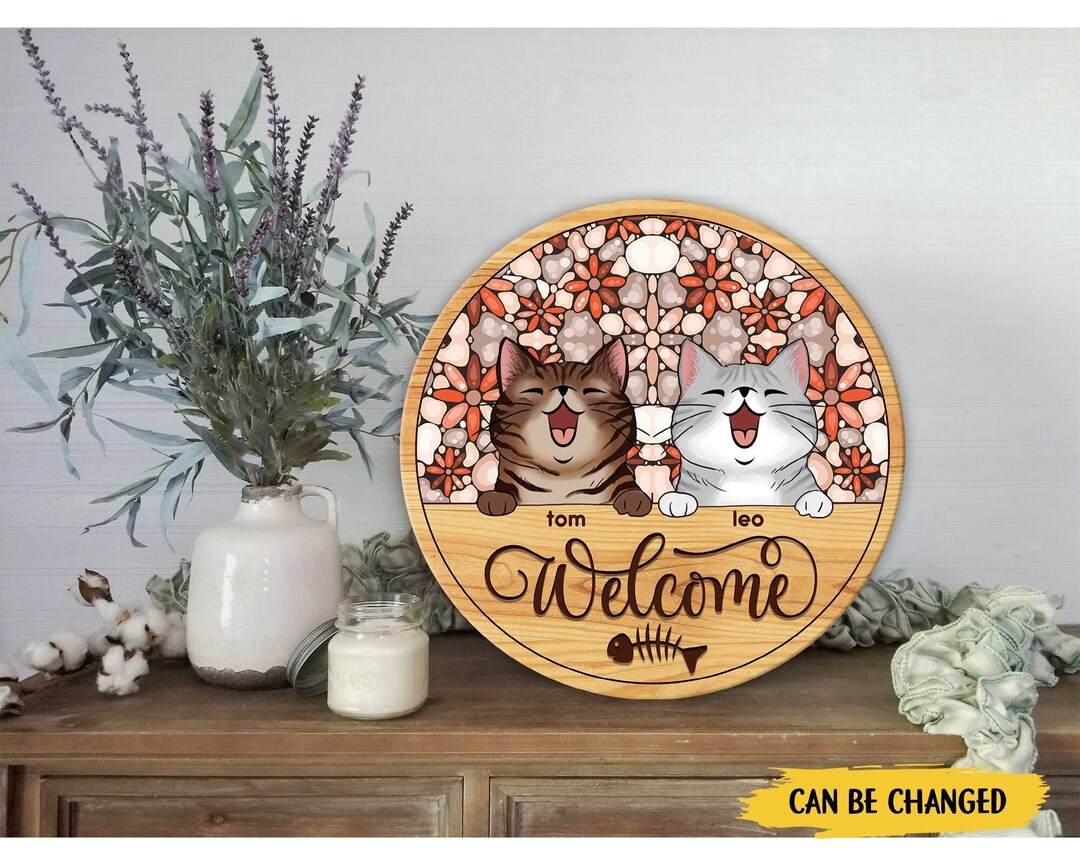 Personalized Cat Sign, Welcome Cats Door Sign, Cat Door Sign, Pet Sign ...