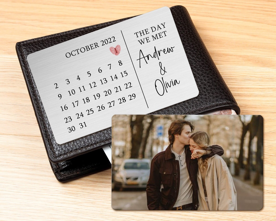 Custom Metal Wallet Card for Boyfriend, Photo and Calendar Metal Card ...