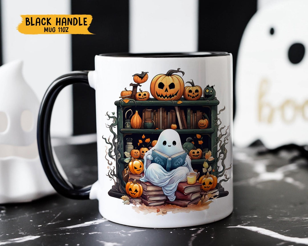 Ghost Reading Halloween Coffee Mug, Boo Reading Lover Halloween Gifts ...