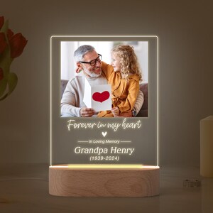 Personalized Memorial Gift, Custom Photo Night Light, Memorial Led Lamp ...