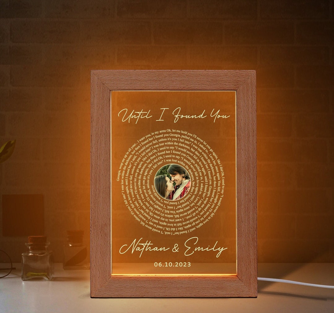 Custom Song Lyrics Photo Frame With Light, LED Light Picture Frame ...