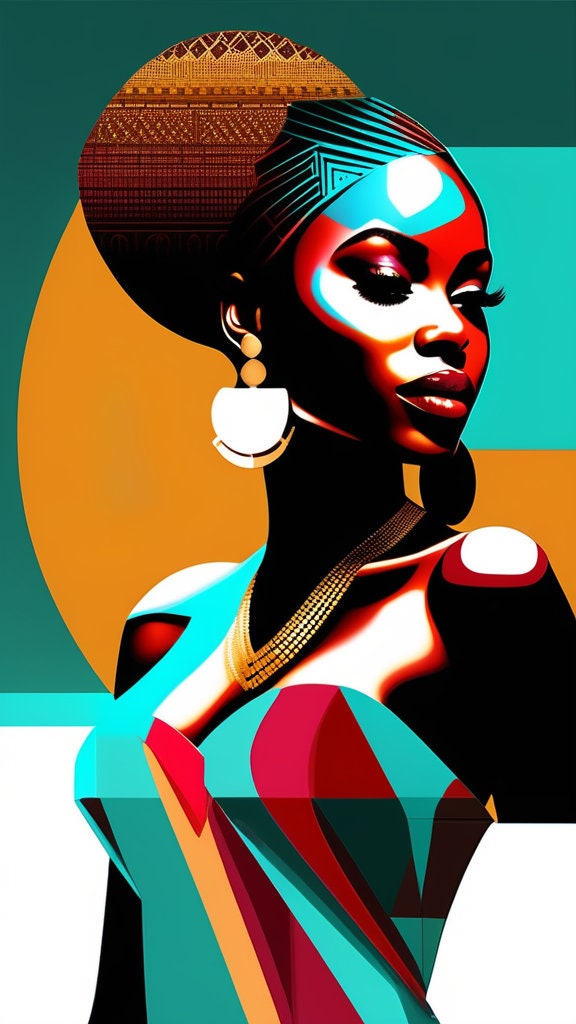 AI Art, Pack of 10, the Future in Color: Bold AI Artwork With Afro ...