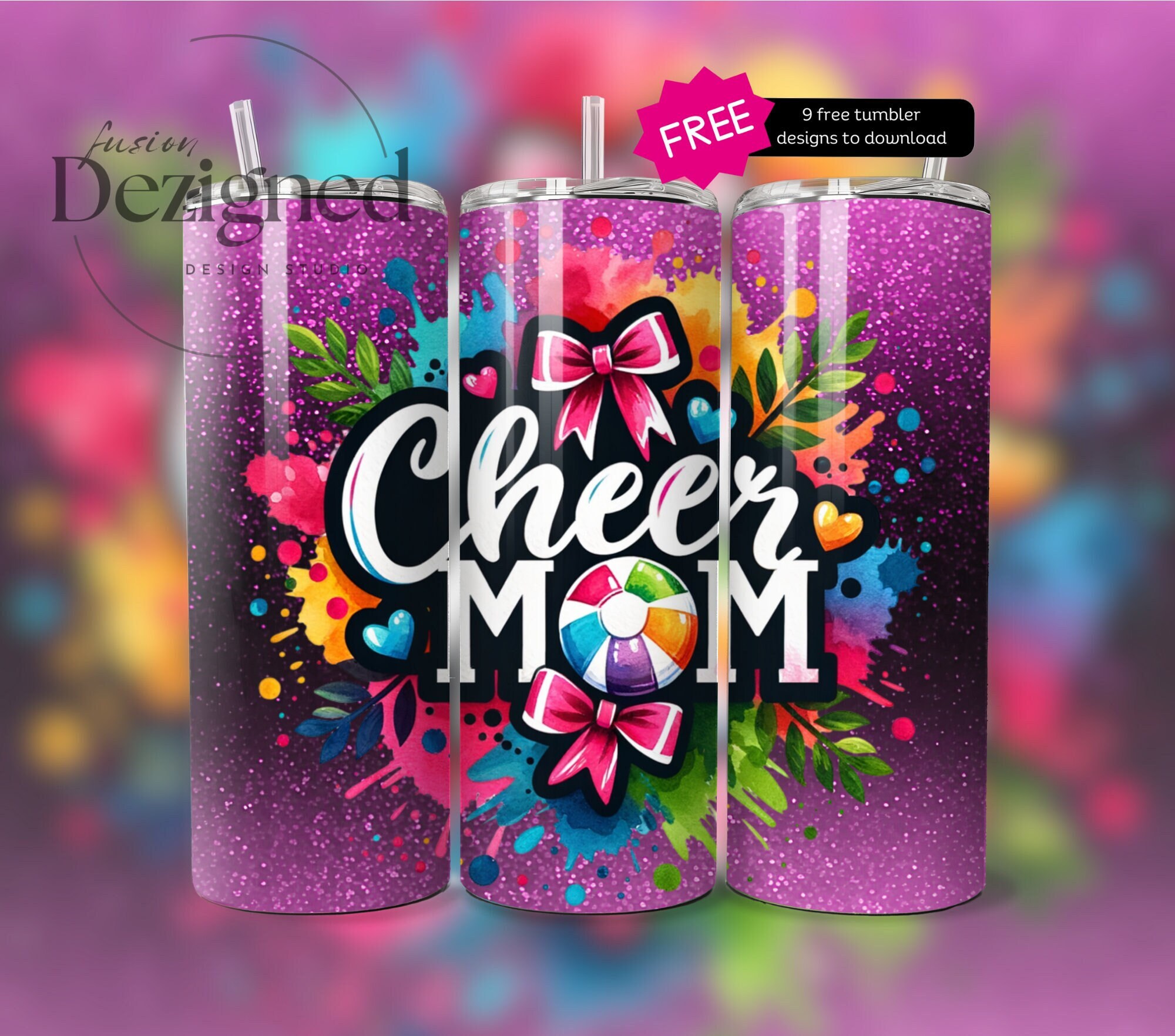 Seamless Cheer Mom PNG, Colorful Party Design, Printable Sublimation ...