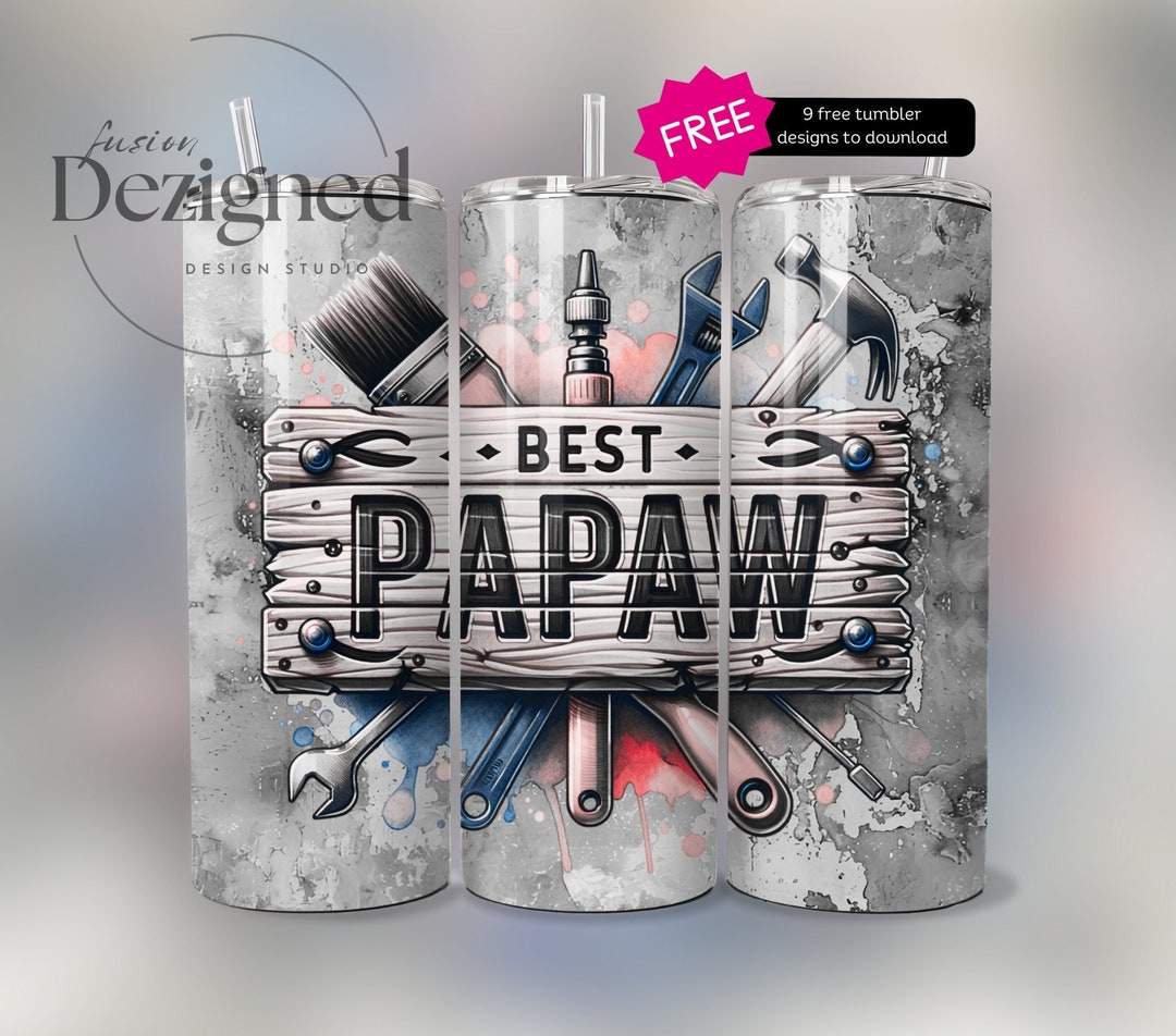 Seamless Fathers Day Tumbler Wrap Designs Best Papaw 20oz Skinny ...
