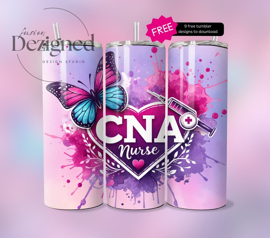 CNA Nurse Tumbler Wrap 20oz Skinny Sublimation Wrap, Watercolor ...
